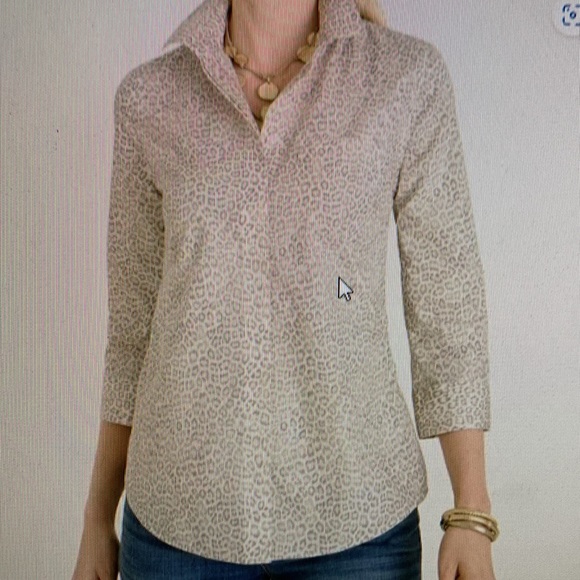 Chico's | Tops | Chicos Cream Cheetah Print No Iron Button Down | Poshmark